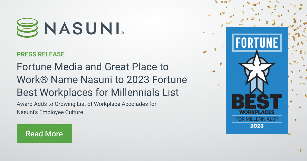Nasuni Named to 2023 Fortune Best Workplaces for Millennials List