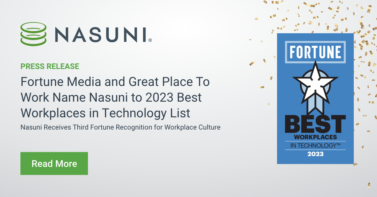 Great Place To Work: Nasuni in Best Workplaces in Tech List