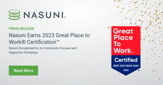 Nasuni Earns 2023 Great Place to Work® Certification™ | News